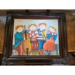 Art | Vintage Painting Canvas J Roybal Signed Children Orchestra ...
